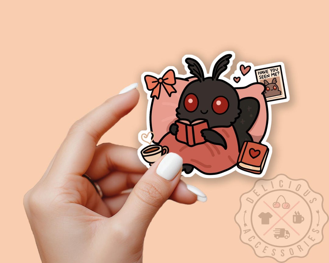 CUTE Mothman Sticker, Bookish, Cryptid Fans, Bookish Sticker, Book ...