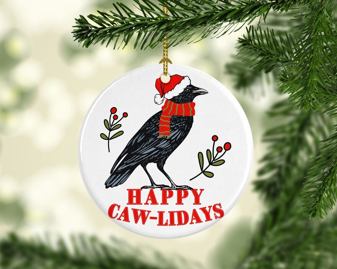 Crow Christmas Tree Ornament Happy CAW-LIDAYS Funny Pun - Etsy