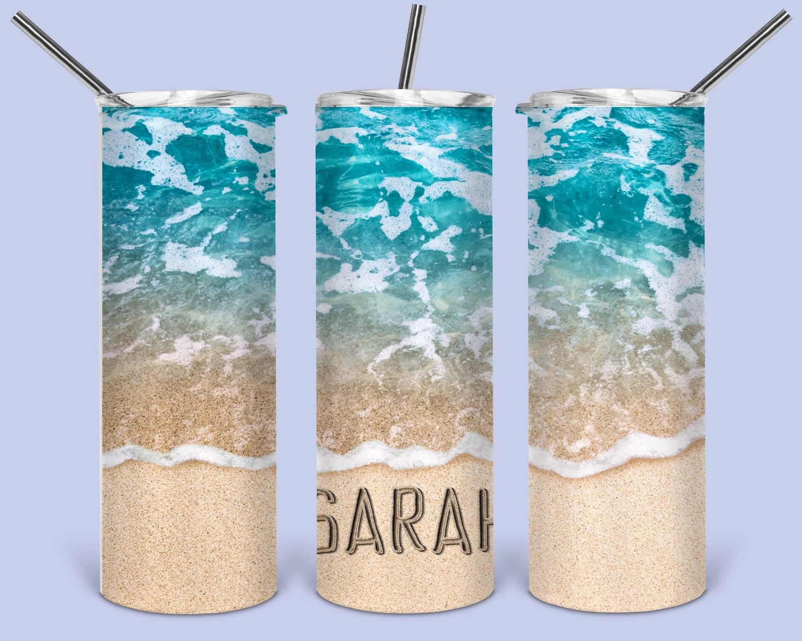 Customized Name Written in Sand BEACH Double Wall Stainless - Etsy
