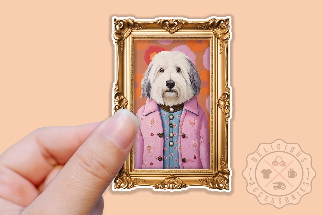 Old English Sheepdog Sticker for Sheepdog Lovers, Sheepdog Portrait ...
