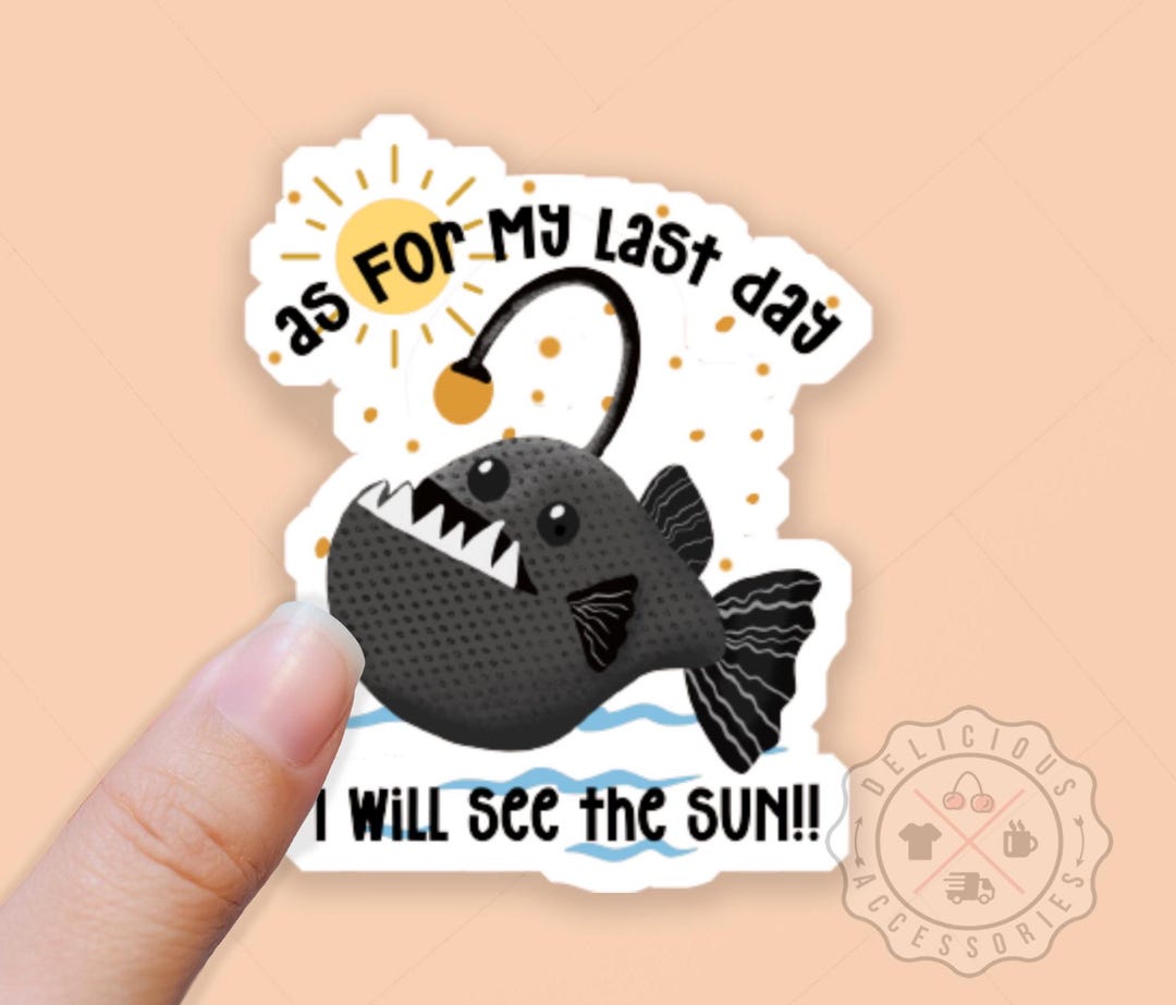 Inspirational Anglerfish Sticker, Black Seadevil Angler Fish Decal ...