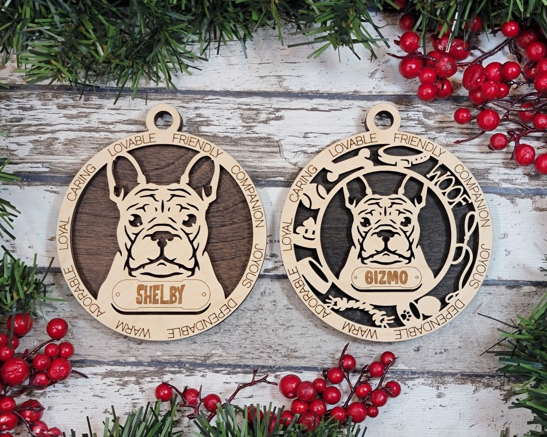 Personalized FRENCH BULLDOG Custom Dog Ornament, Frenchie Christmas ...