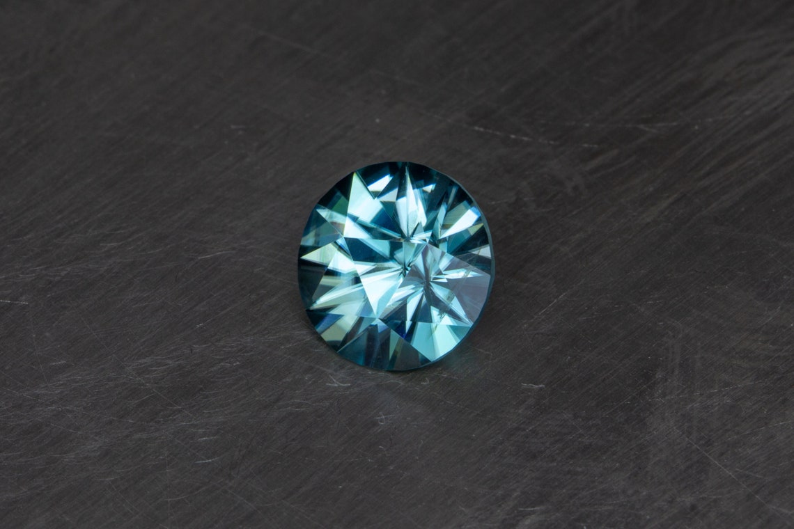 Blue Zircon Natural Loose Precision Hand Cut Modern Round Gemstone for ...