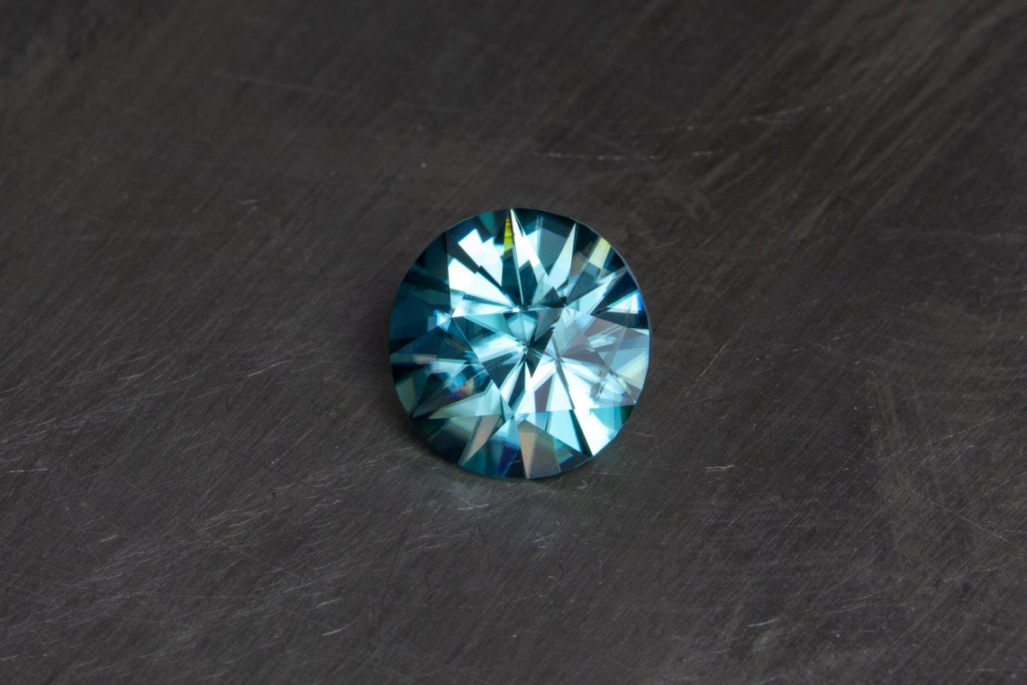 Blue Zircon Natural Loose Precision Hand Cut Modern Round Gemstone for ...