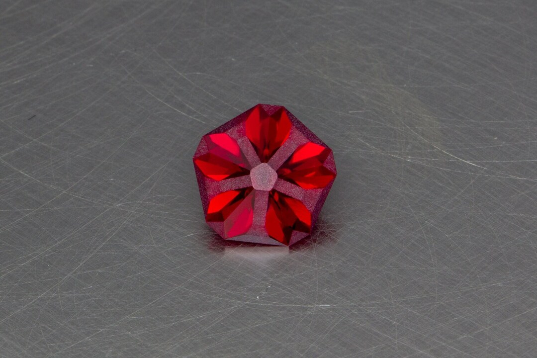 RESERVED Blood Red Ruby Loose Lab Created Hanami Cut Modern Floral ...
