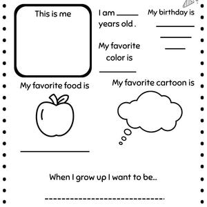 Back to School All About Me Worksheet | First Week of School Activity ...