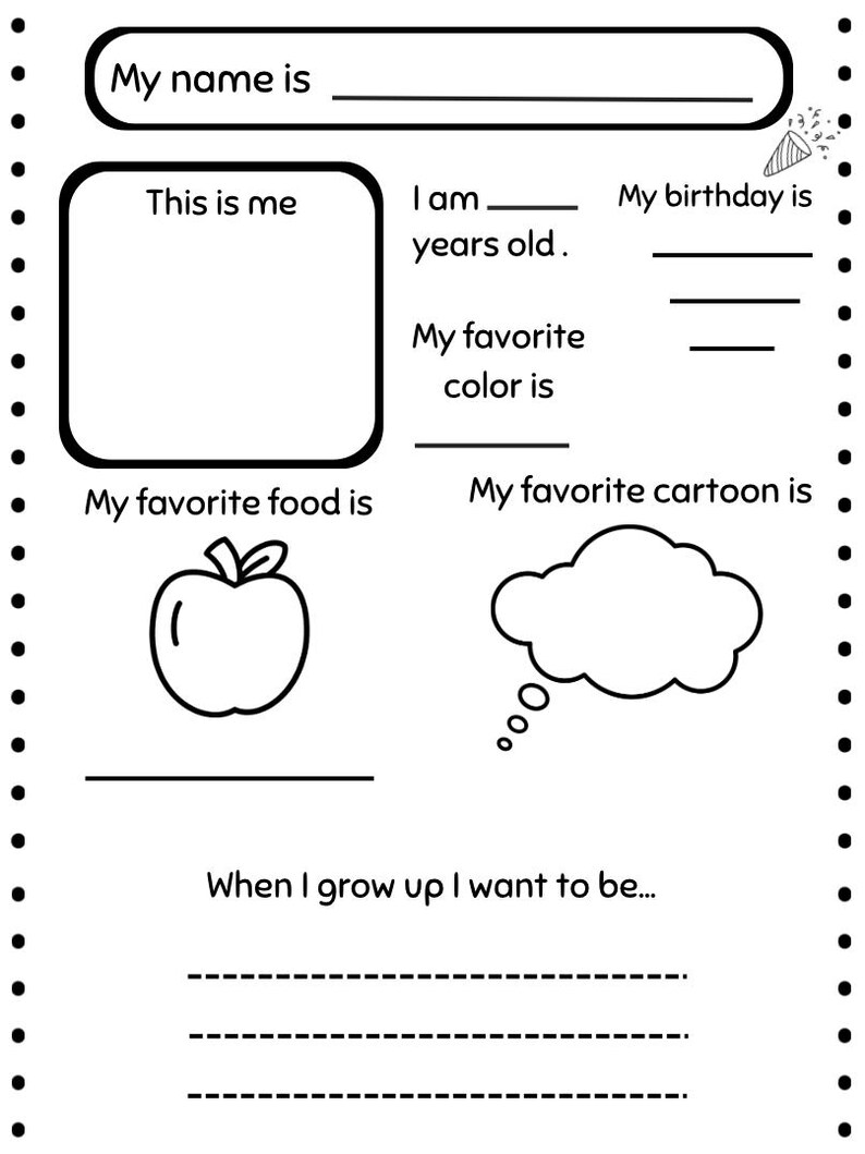 Back to School All About Me Worksheet | First Week of School Activity ...