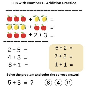 Let’s Add! K-3 Addition Worksheet | Fun Math Printable for Kids | Early ...