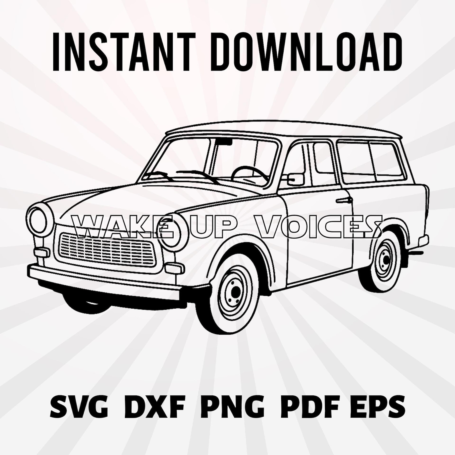 Trabant 601 Caravan SVG – Classic Retro Station Wagon Car Line Art for ...