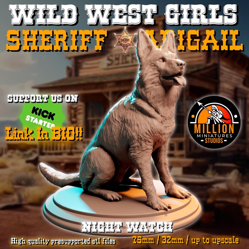 Sheriff Abigail Nude STL Miniature – 32mm Wild West Covert Ops Figure ...