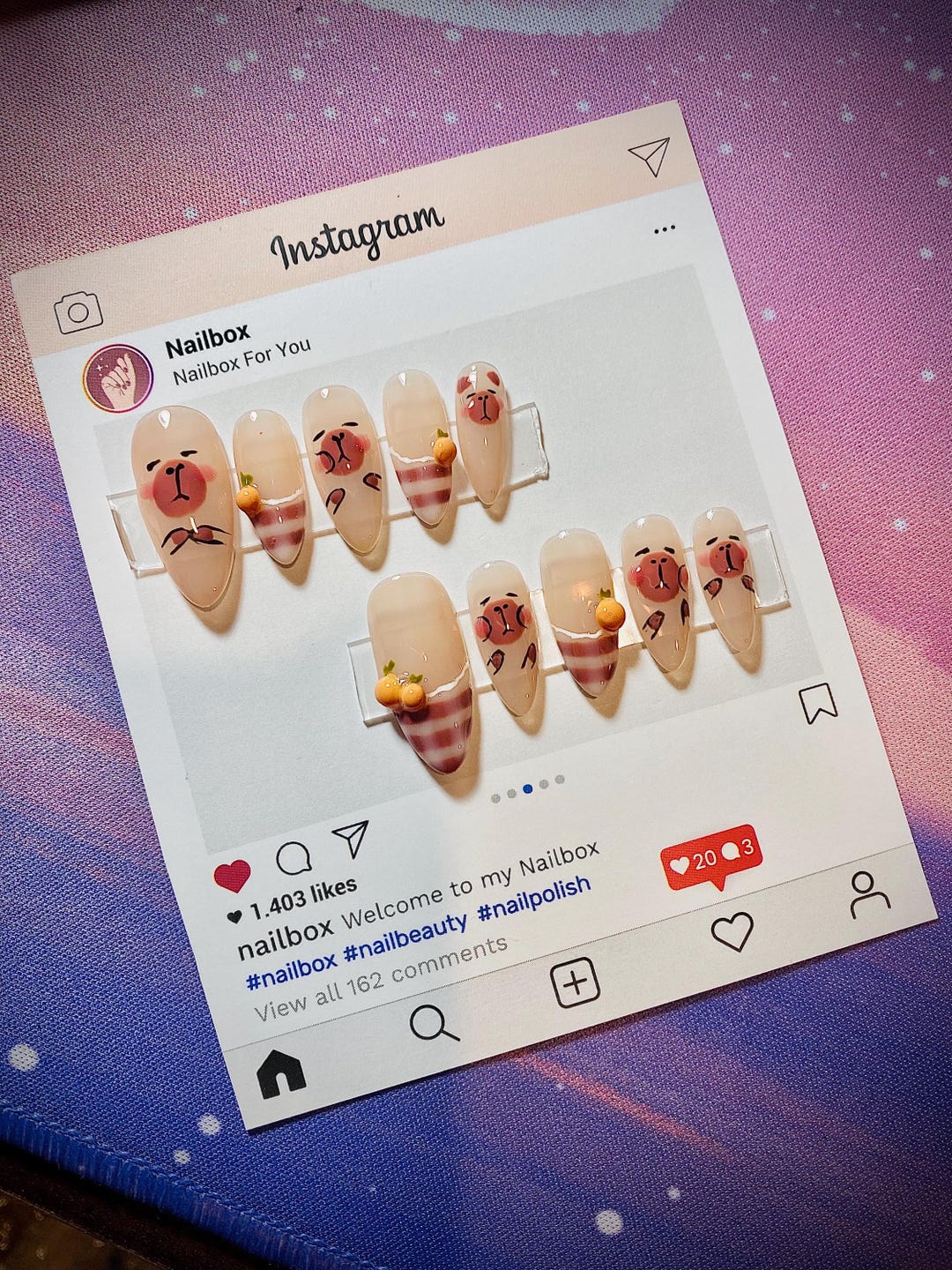 Reusable Capybara| Premium Press on Nails Gel | Fake Nails | Cute Fun ...