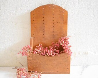 Primitive White Wood Wall Pocket, Rustic Wall Box, Wall Hanging, Mail ...