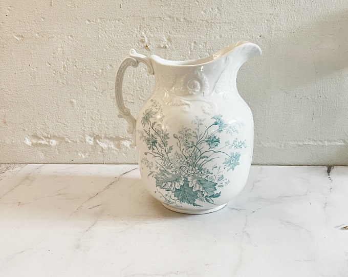 Aqua Transfer Ware Pitcher - ELP Waco China - Etsy