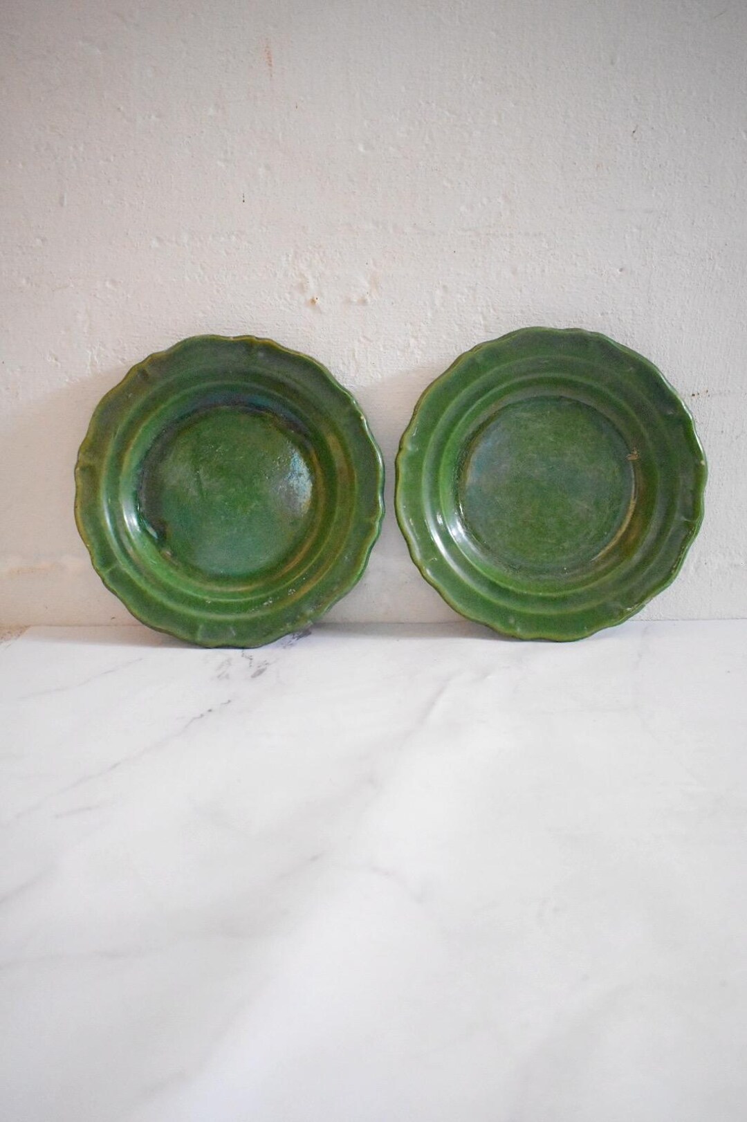 Vintage Biot Style French Scalloped Edge Plates Set of 2 - Etsy