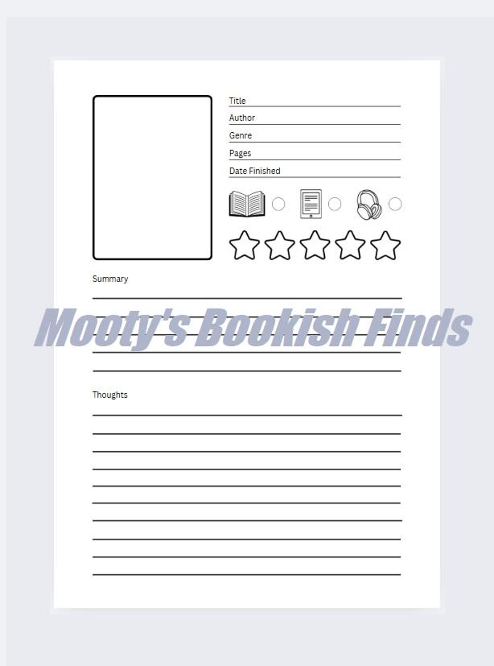 9 Book Review Pages | Track Your Reading! | Reading Journal A5 - Etsy