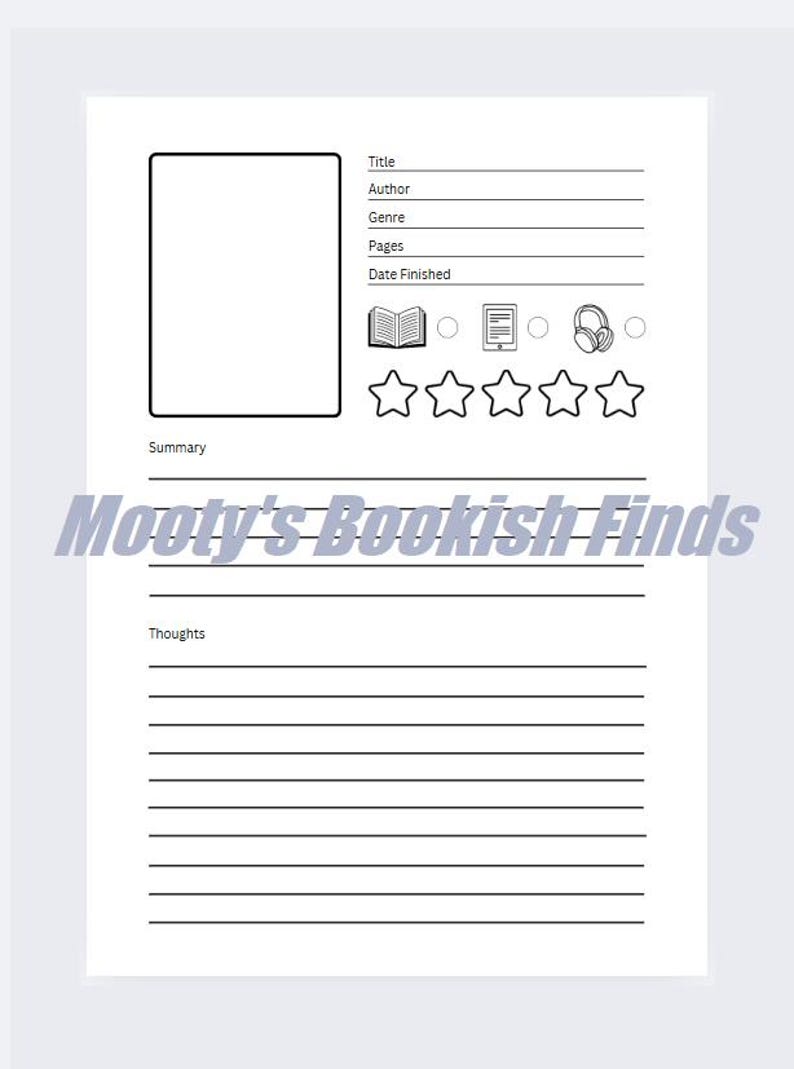 9 Book Review Pages | Track Your Reading! | Reading Journal A5 - Etsy