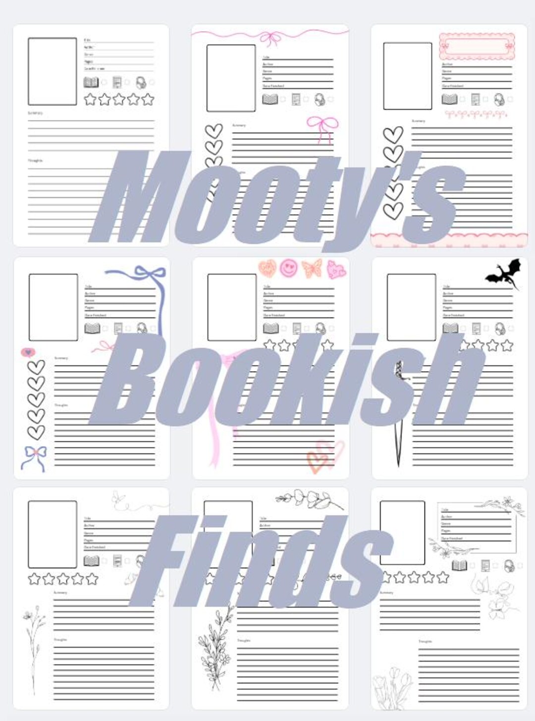 9 Book Review Pages | Track Your Reading! | Reading Journal A5 - Etsy