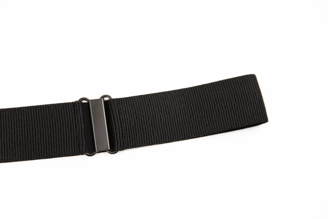 2 Black Elastic Belt Ribbed Stretch Cinch Belt for - Etsy UK