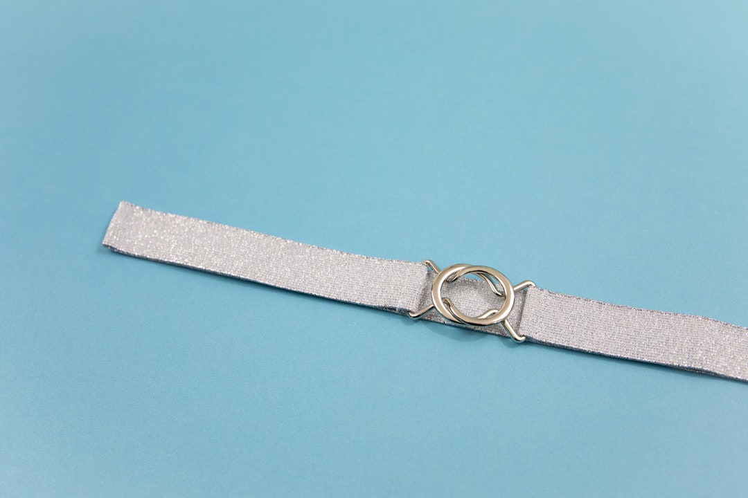 1" Silver Stretch Belt | Glittery Silver Elastic Waist Belt for Women ...