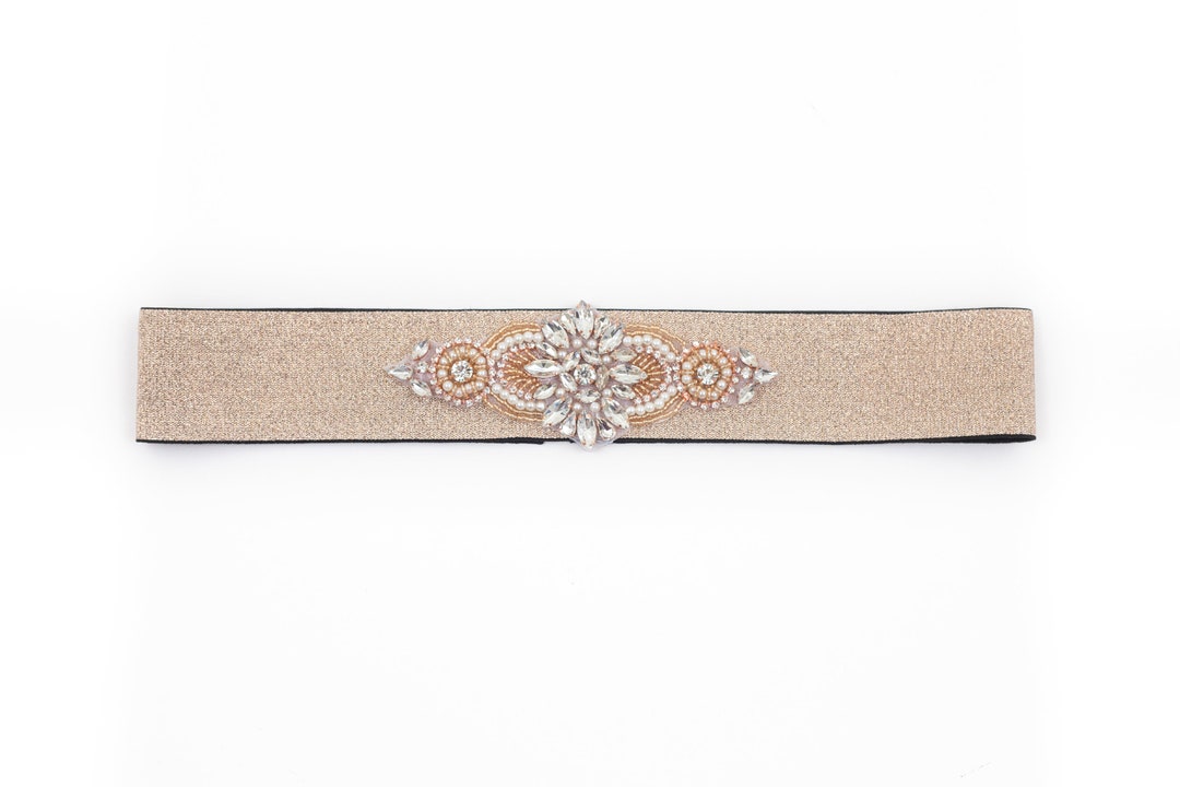 2 Rose Gold Glitter Belt, Stretch Rhinestone Belt for Women - Etsy
