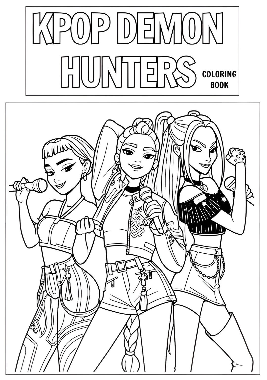 Kpop Demon Hunter 10 Pages Coloring Book Printable Fantasy K-pop ...