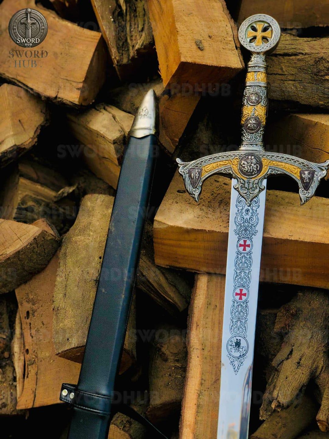 Handmade Knights Templar Sword: Medieval Stainless Steel Cosplay ...