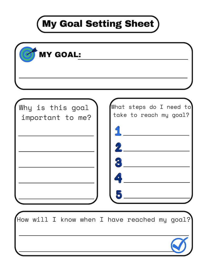 Printable Goal Setting Worksheet - Etsy