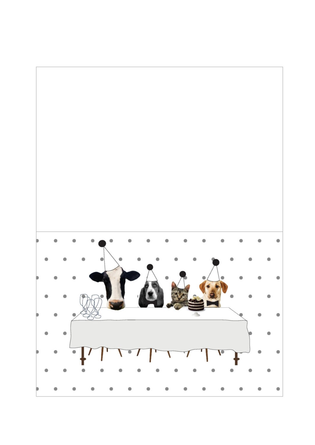 Printable Animal Card Paper Card,happy Birthday Diy Printables Wedding ...