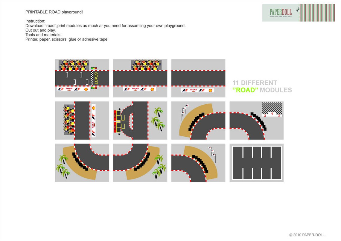 Printable FORMULA ROAD Playground, Printable Toy Kit, Road, Diy Kit ...