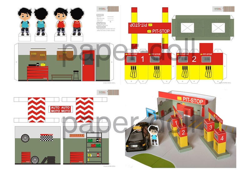 PAPER TOY Gas Station Printable Paper Toy Paper House Diy - Etsy