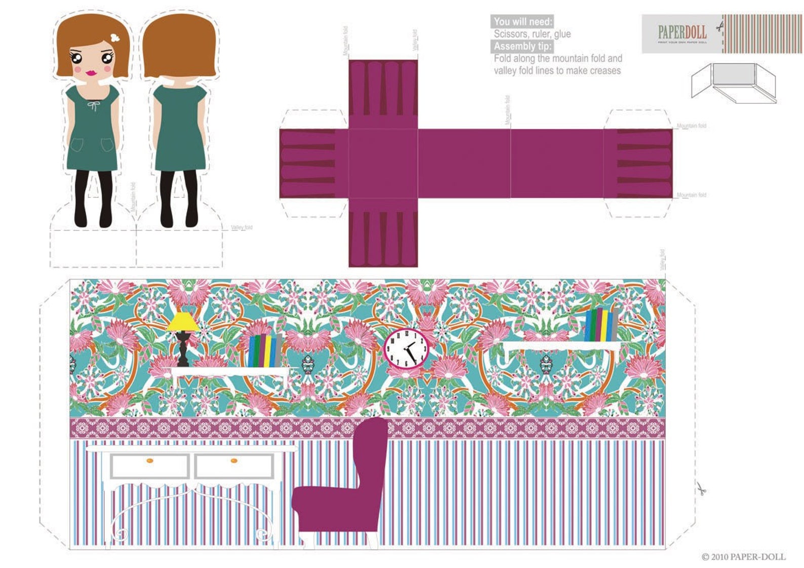 Paper DOLL HOUSE, Printable Paper Doll House Kit , Kids Toys Dit ...