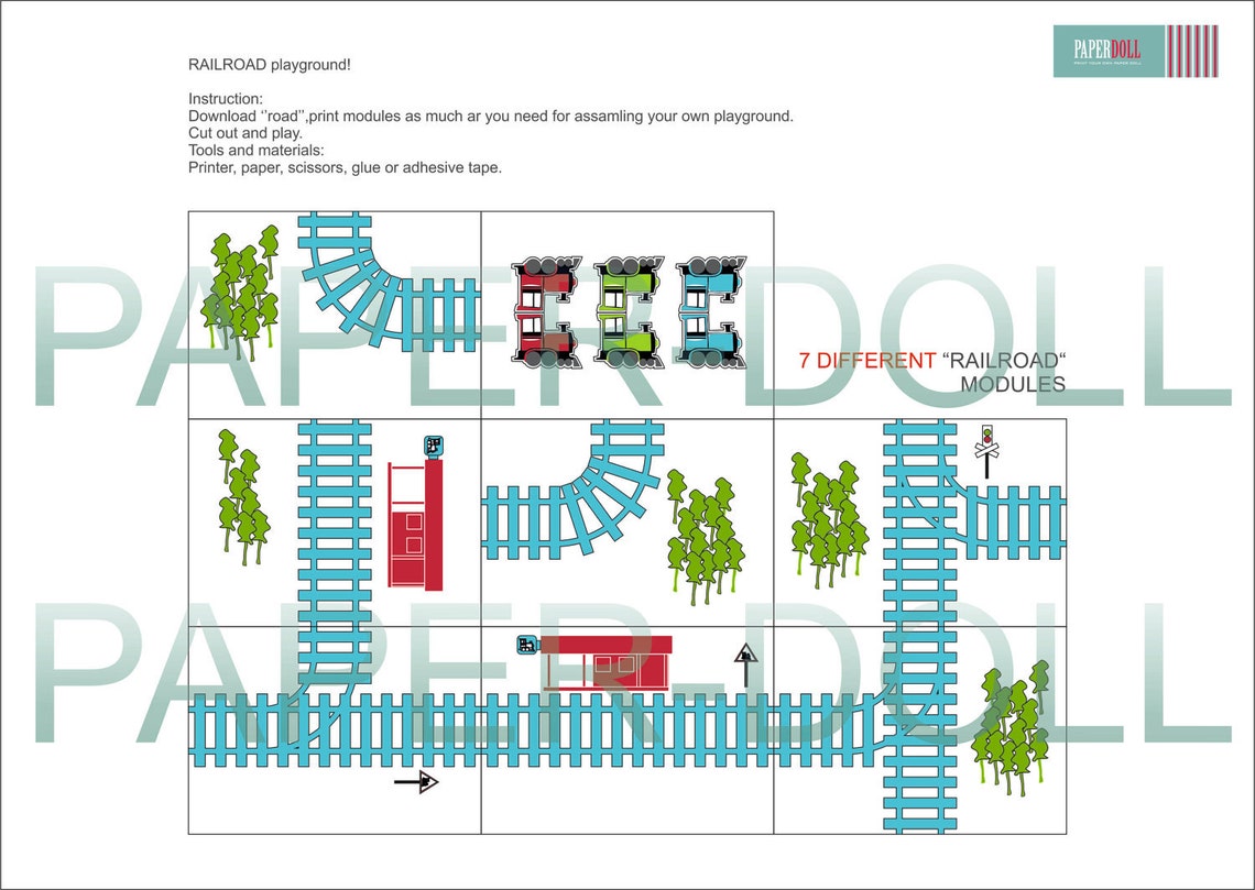 Paper Toy, RAILROAD Paper Printables Diy Kit, Paper Doll House Kids ...