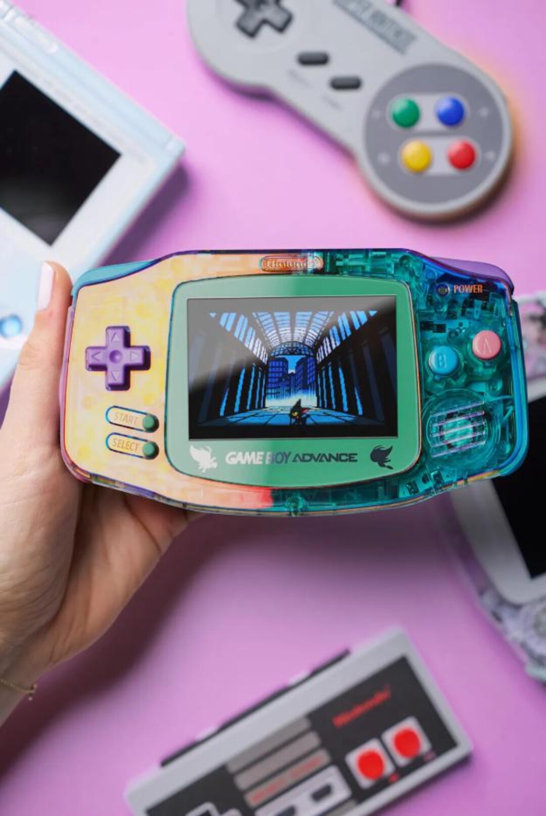 Aurora Iridescent Game Boy Advance – Transparent Shell, Ips Screen, Usb ...