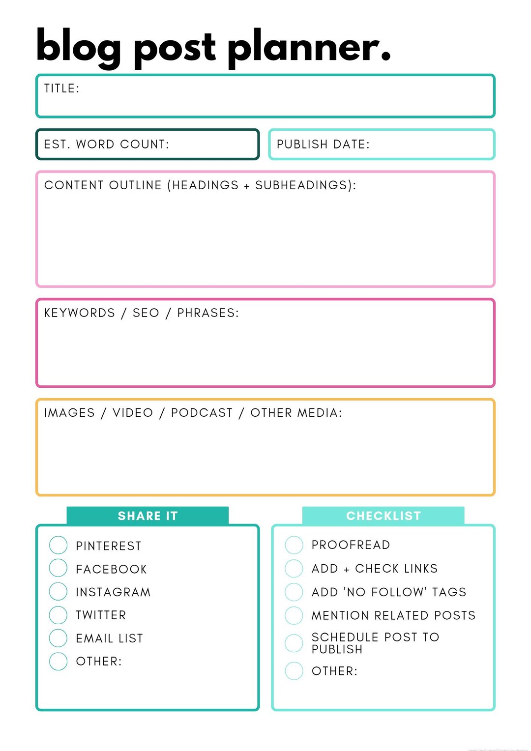 Editable Blog Planner Canva Template | Blogging Content Calendar | PLR ...