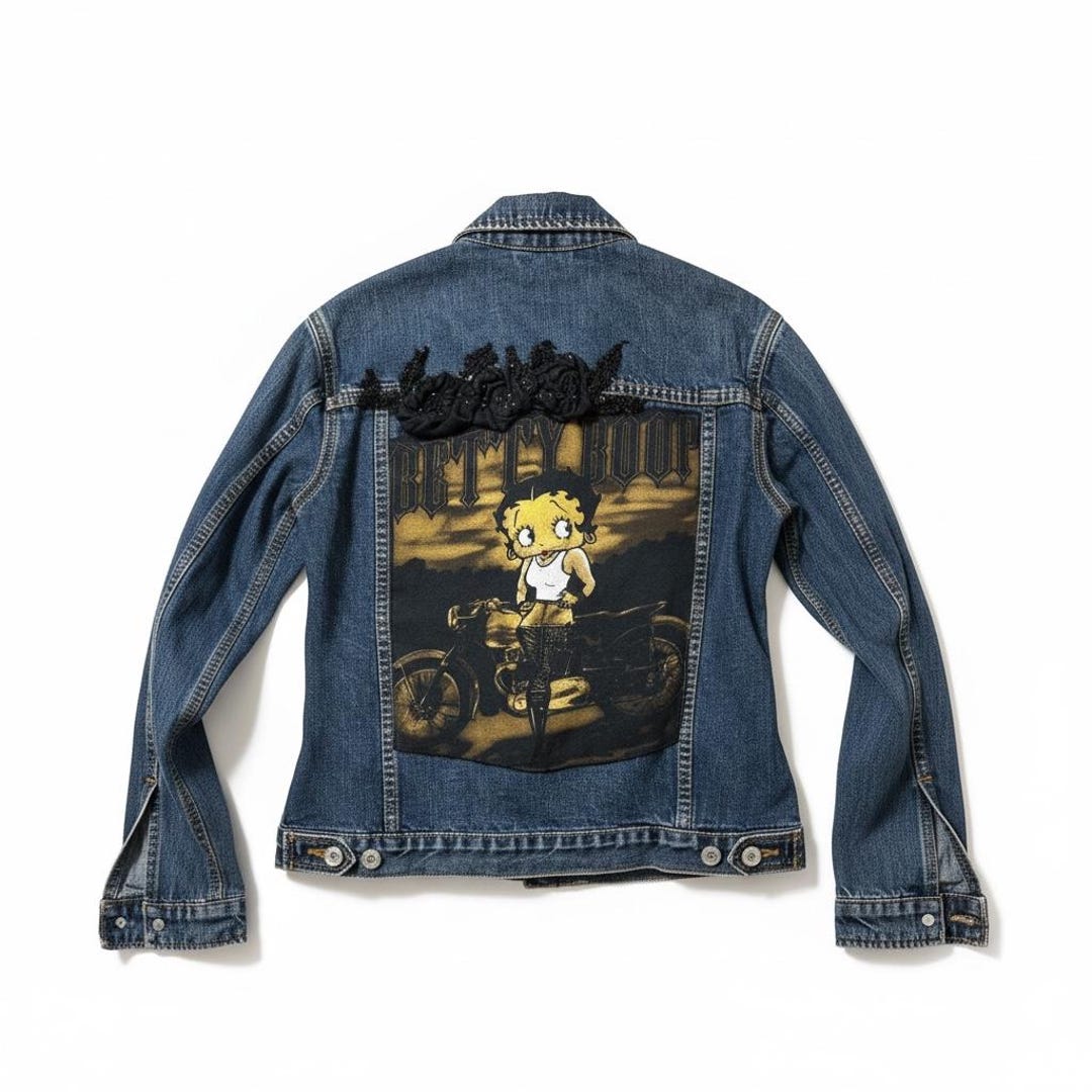 Betty Boop Custom Women's Eddie Bauer Denim Jacket Size S by Velvet ...