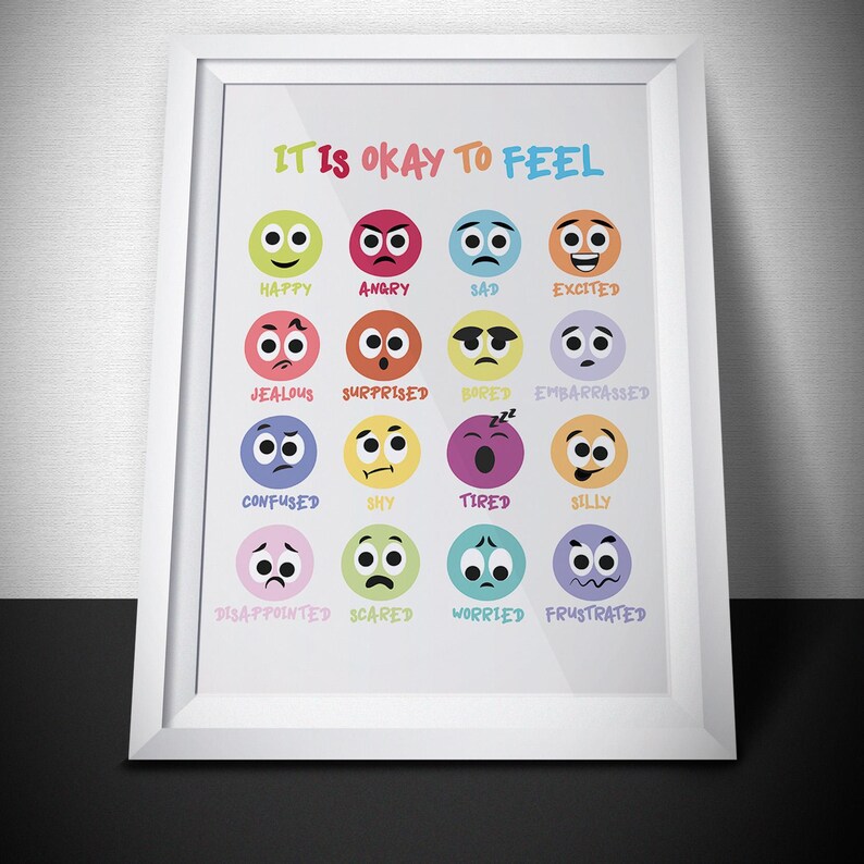 It's Okay to Feel – Boho Feelings Chart Poster, Emotions Print ...