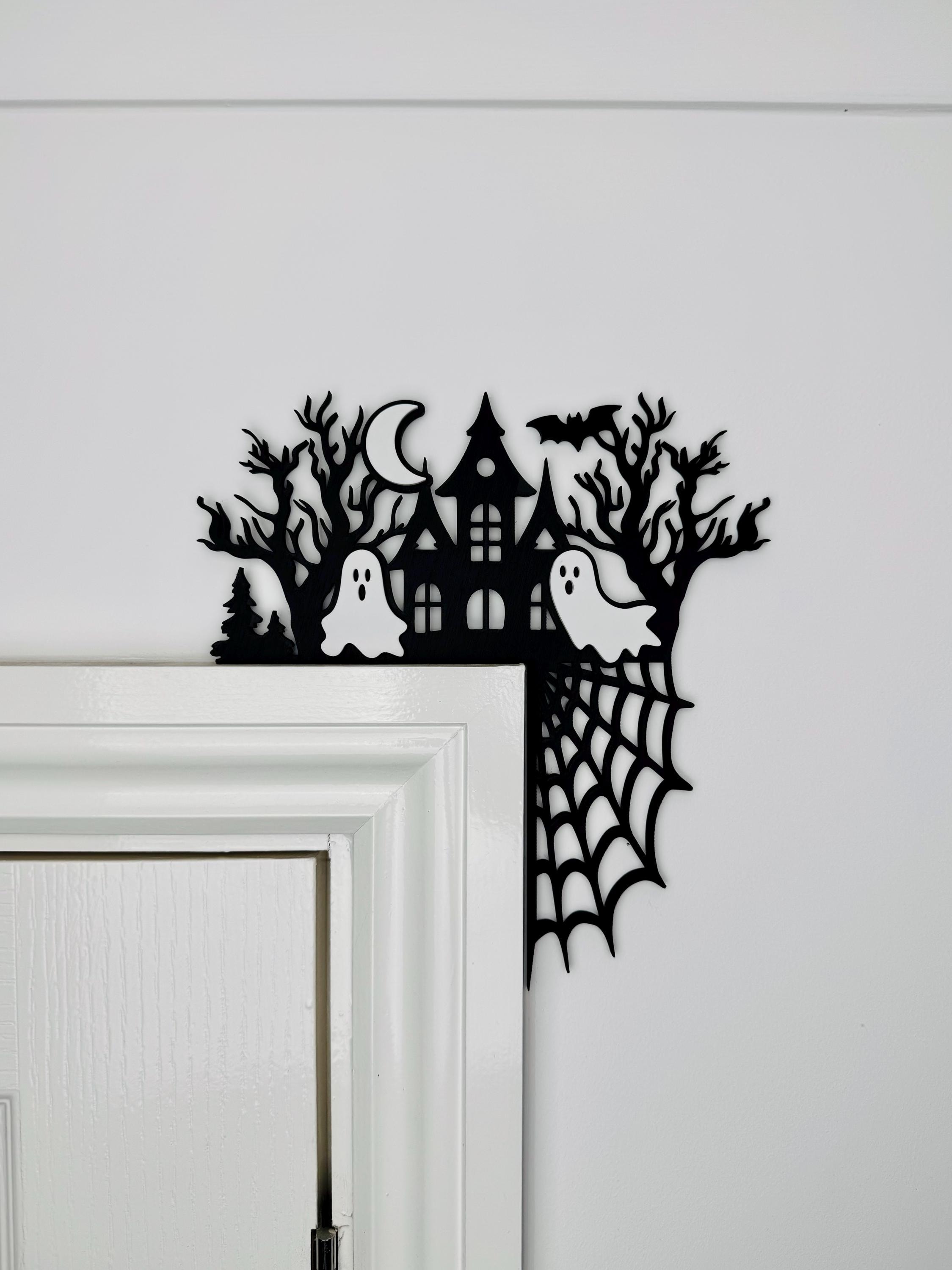 Halloween Scene Door Corner, Spider Web, Spooky Door Corner Sign ...