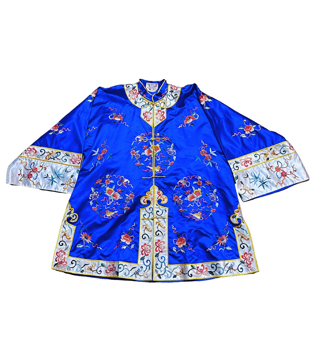 Vintage Jacket | Vintage Bai Hua Chinese Blue Embroidered Silk Jacket ...