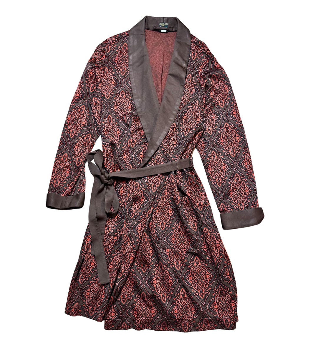 Mens Robe Mens 1970s Vintage Brown Dressing Gown/smoking Jacket Size ...