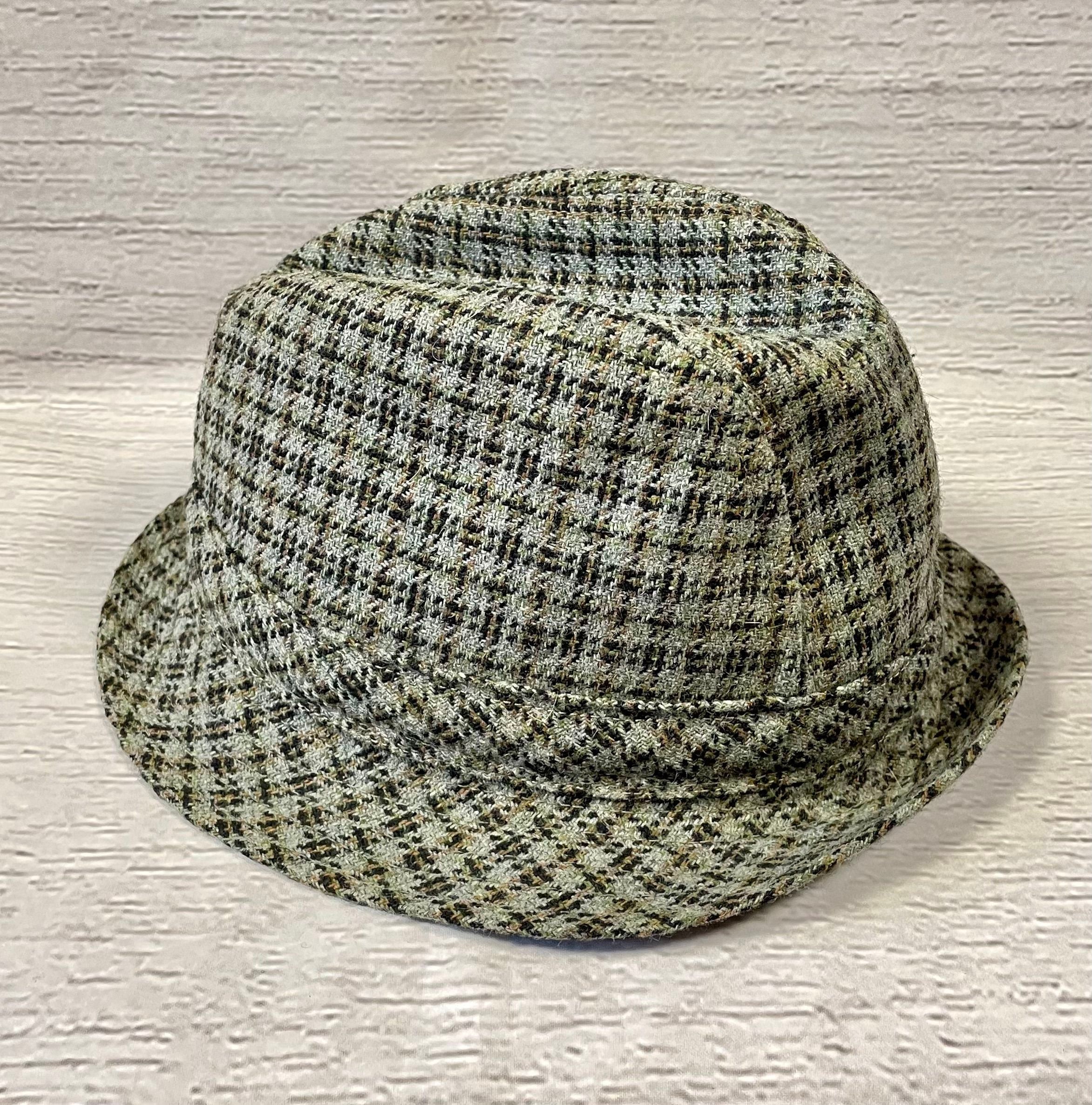 Vintage Trilby Hat Mens Vintage Grey Checked Trilby Hat, Mens Hat ...