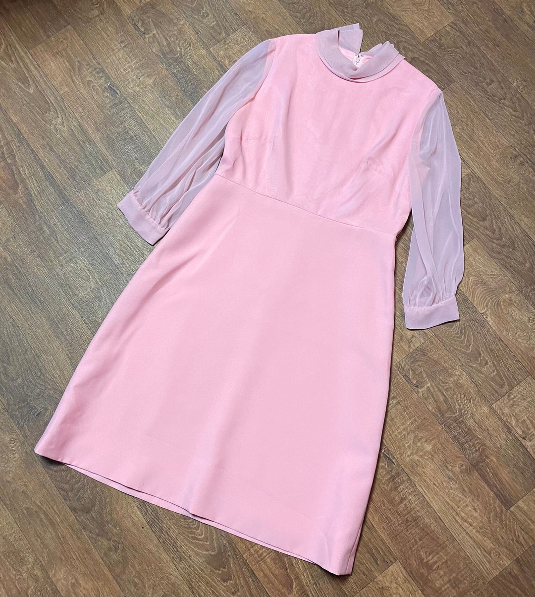 1960s Vintage Peggy French Couture Pink Shift Dress Size 14/16 Vintage ...