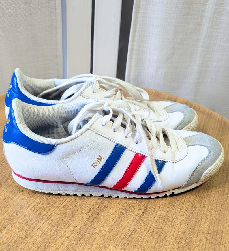 Vintage Adidas ROM Trainers: Retro White Sneakers, UK Size 7 - Etsy