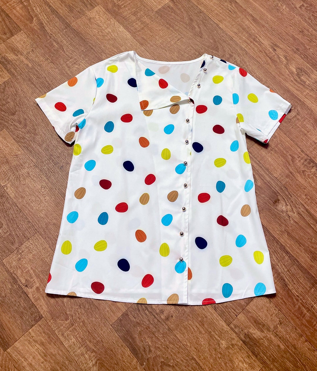 Vintage Clothing 1980s Vintage Spotty Print Blouse Size - Etsy