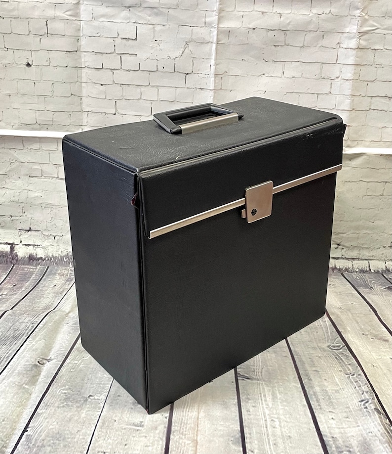 Vintage Record Case 1970s Vintage Black 12 Vinyl Record Case, Vintage ...