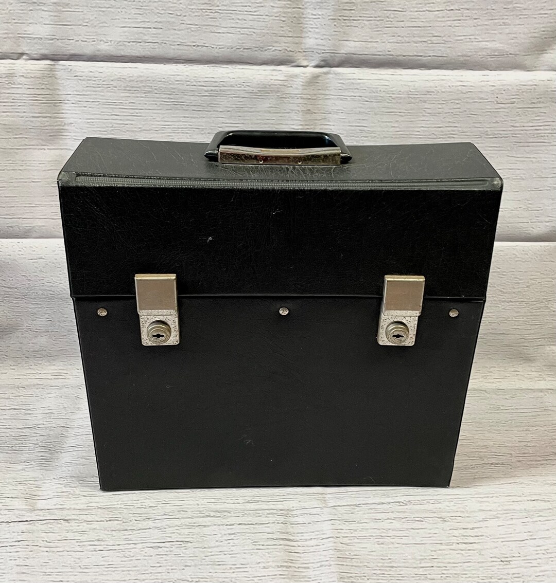 Vintage Record Case 1970s Vintage Black Vinyl 12 Record Case, Vintage ...