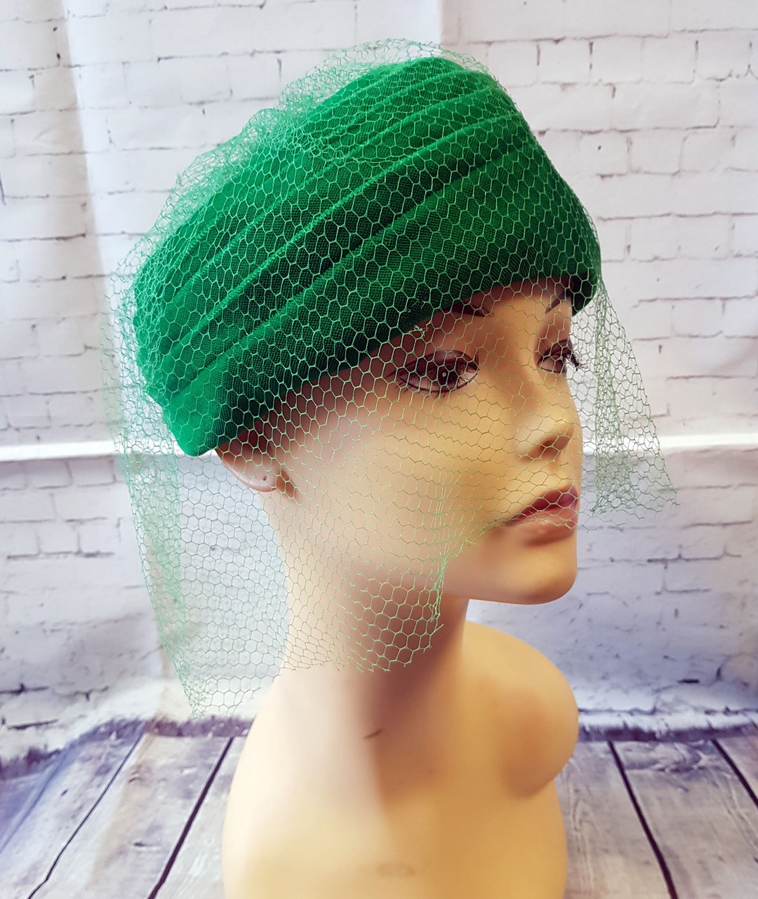 Vintage Green Hat Original 1940s Vintage Green Netted Hat, Vintage ...