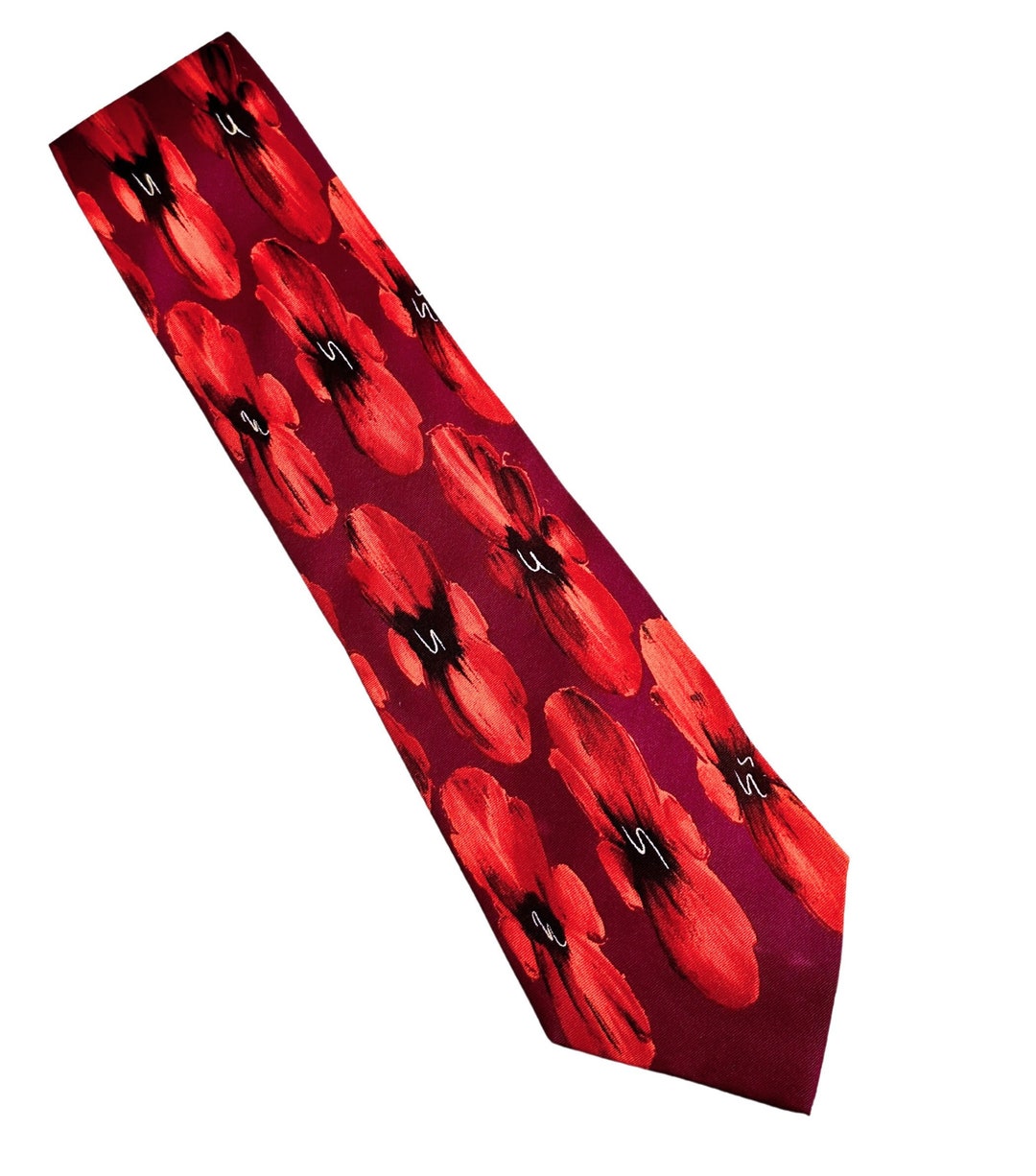 Vintage Hugo Boss Tie Vintage Hugo Boss Vintage Poppy Print Silk Tie ...