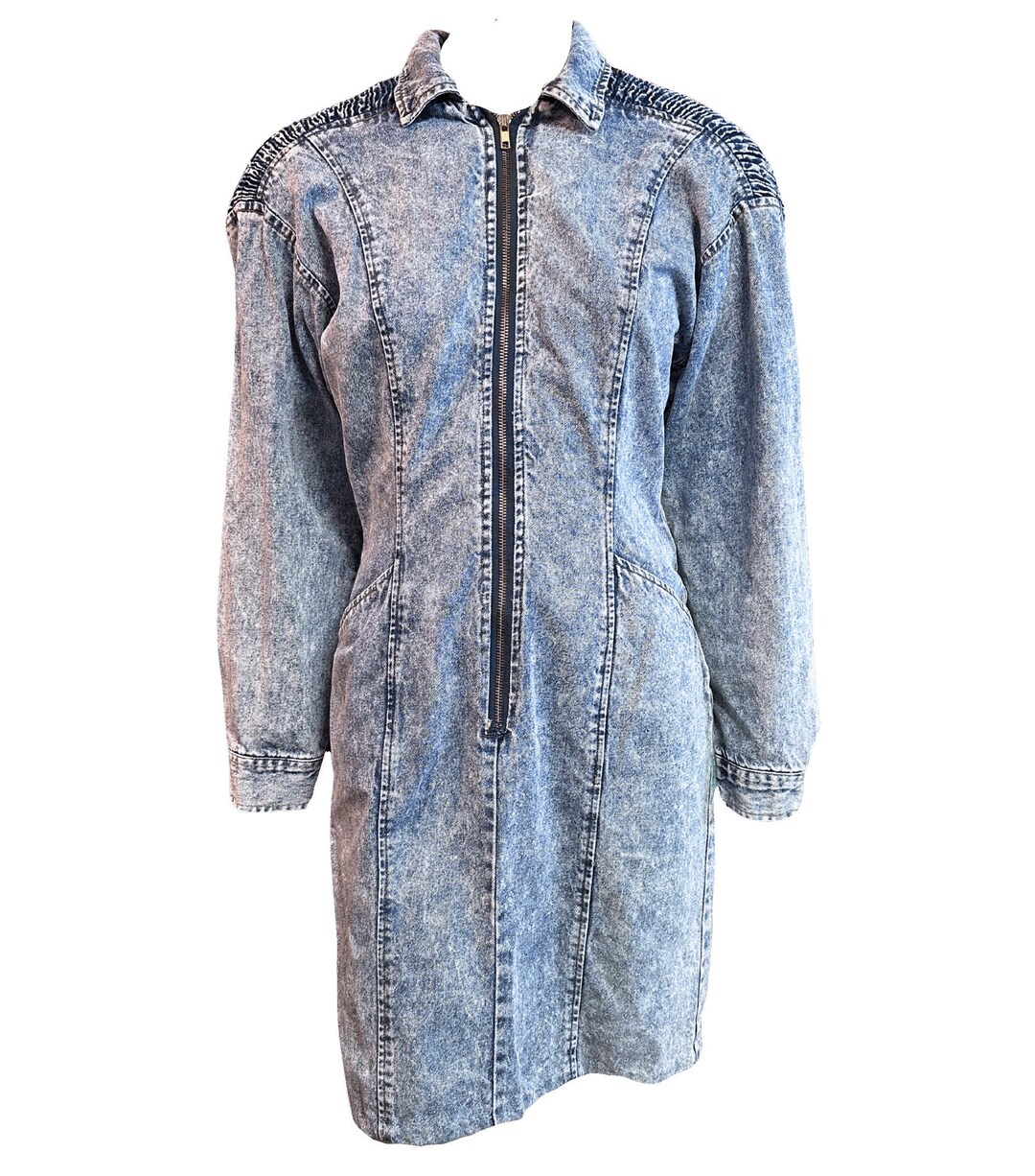 Vintage Dresses 1980s Vintage Acid Wash Denim Dress Size 12, Retro ...