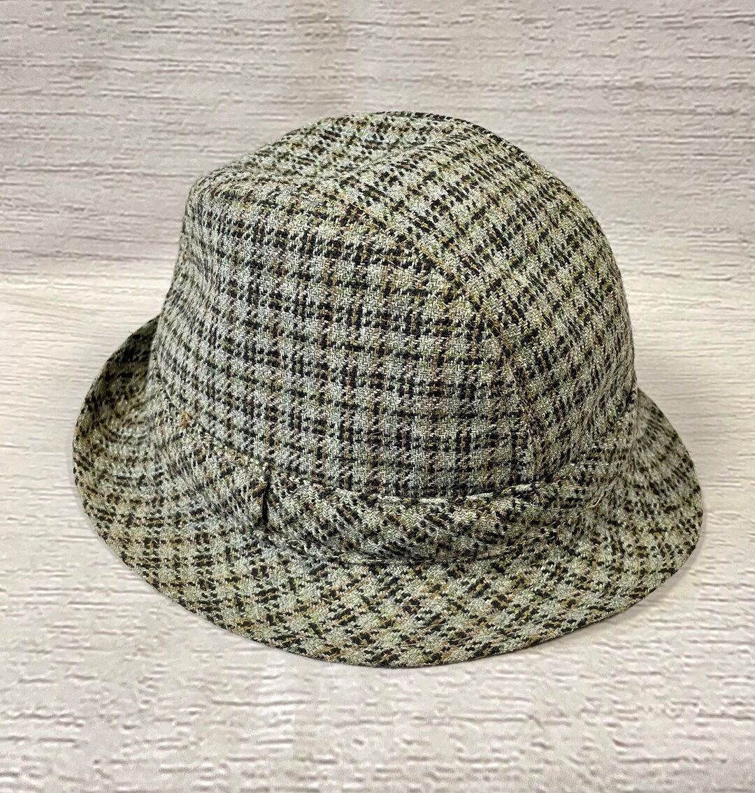 Vintage Trilby Hat Mens Vintage Grey Checked Trilby Hat, Mens Hat ...