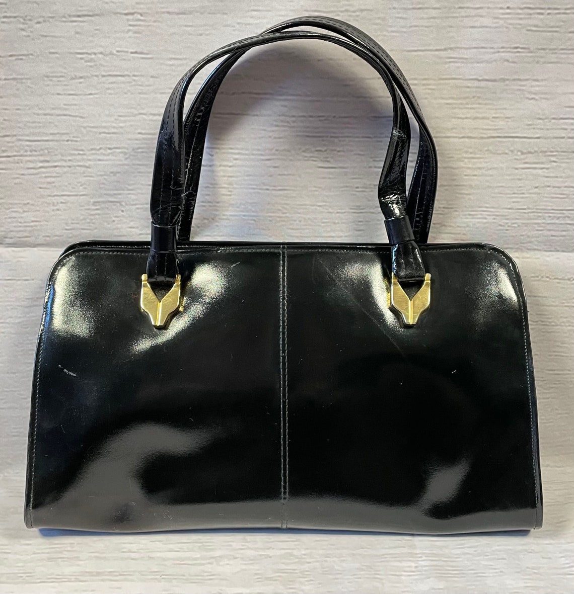 Vintage Handbag 1970s Vintage Black Patent Leather Jane Shilton Handbag ...